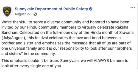 HSS celebrates universal one-ness day with Sunnyvale PD - HSSUS